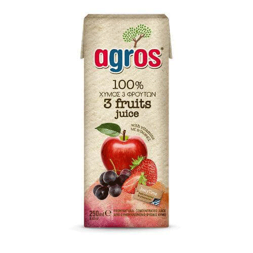Agros 3 fruits juice 100% 250ml – Hellenic Grocery